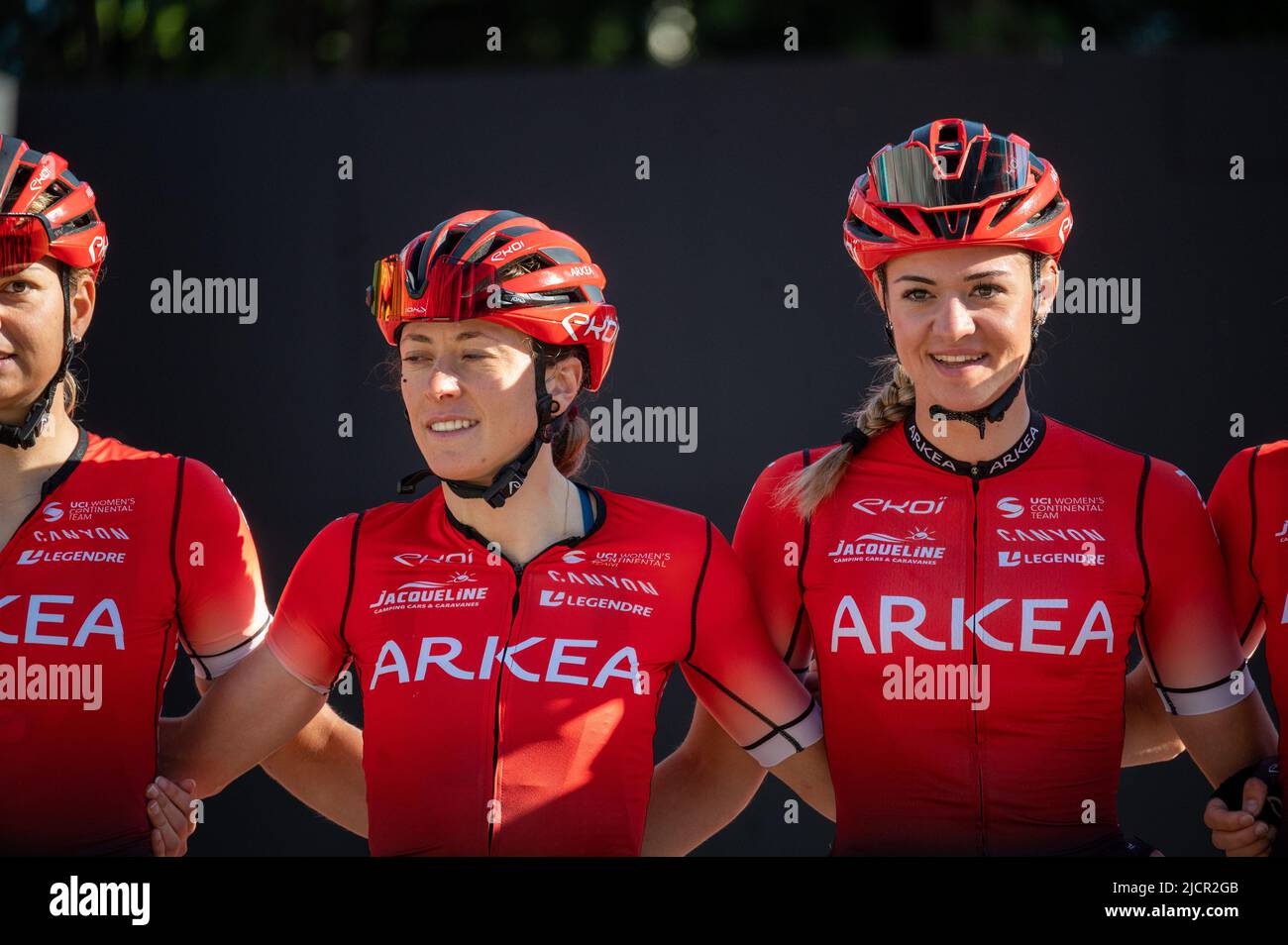 COSTON Morgane and MORICHON Anais from the Arkéa Pro Cycling Team ...
