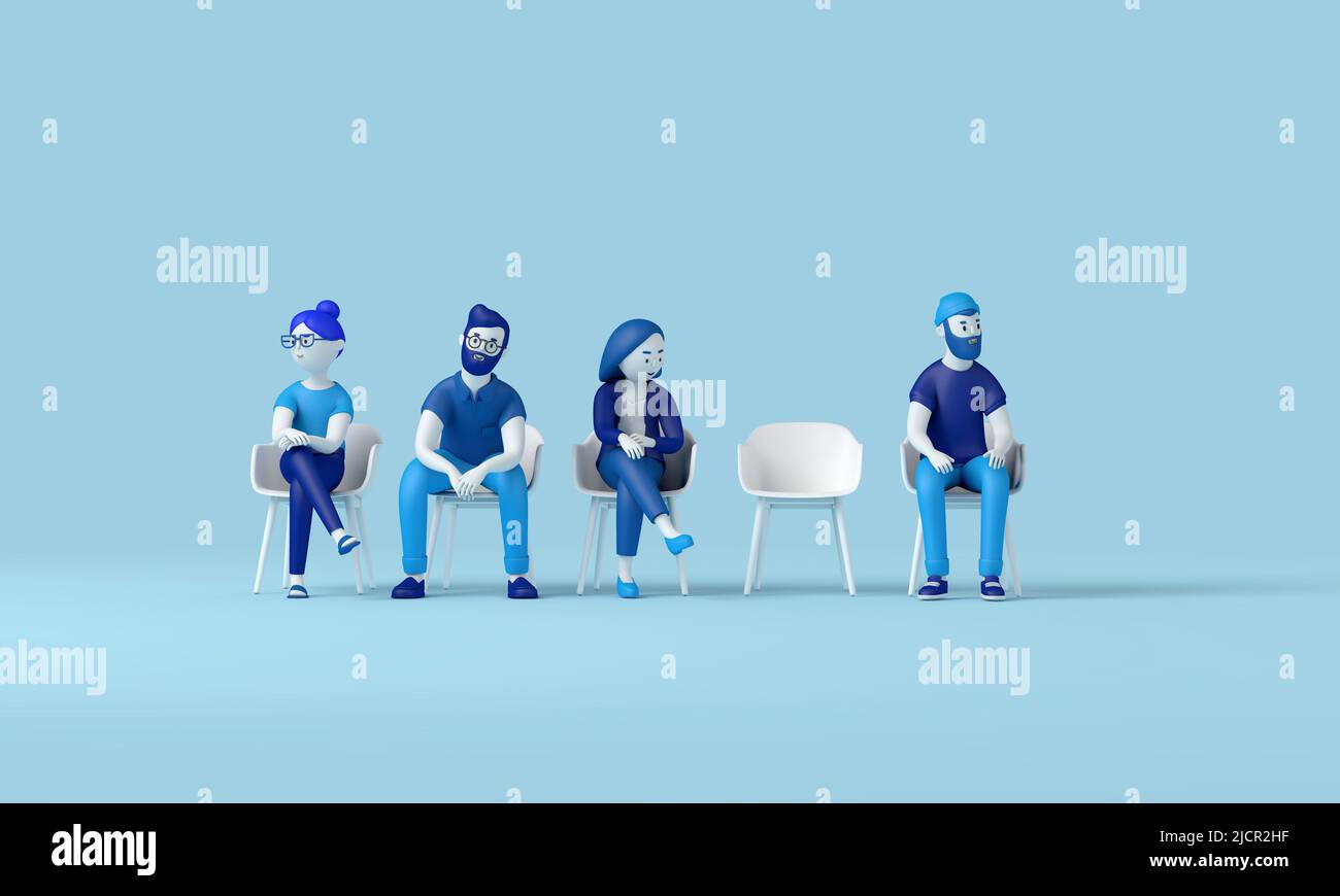 Business vacancy. Line of professional people with an empty chair. 3D ...