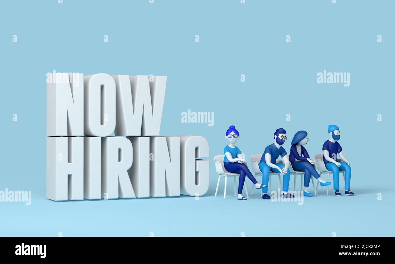 Business hiring background. Team with now hiring text. 3D Rendering ...