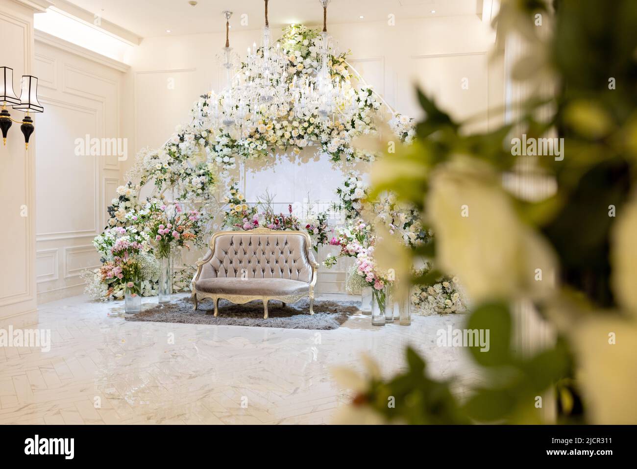 Beautiful Interior of Marriage Hall. Wedding Decorations Stock Photo ...