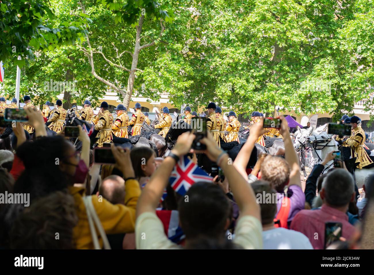 Crowd on The Mall in London, England recording The Platinum Jubilee ...