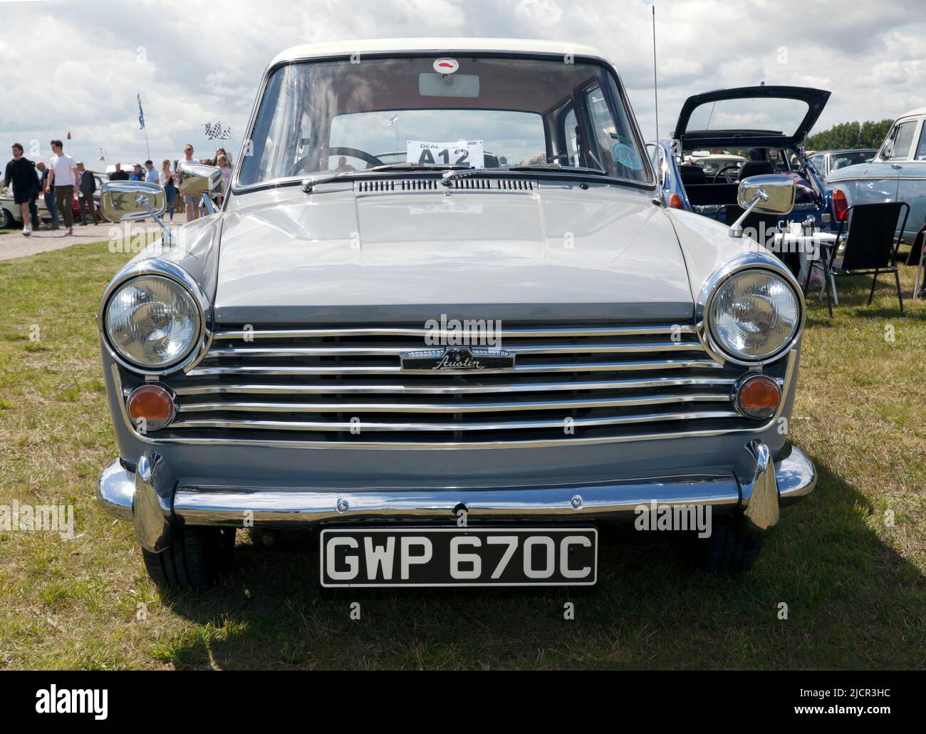 Front view of a Grey, 1965, Austin A40 MkII, on display at the Deal ...
