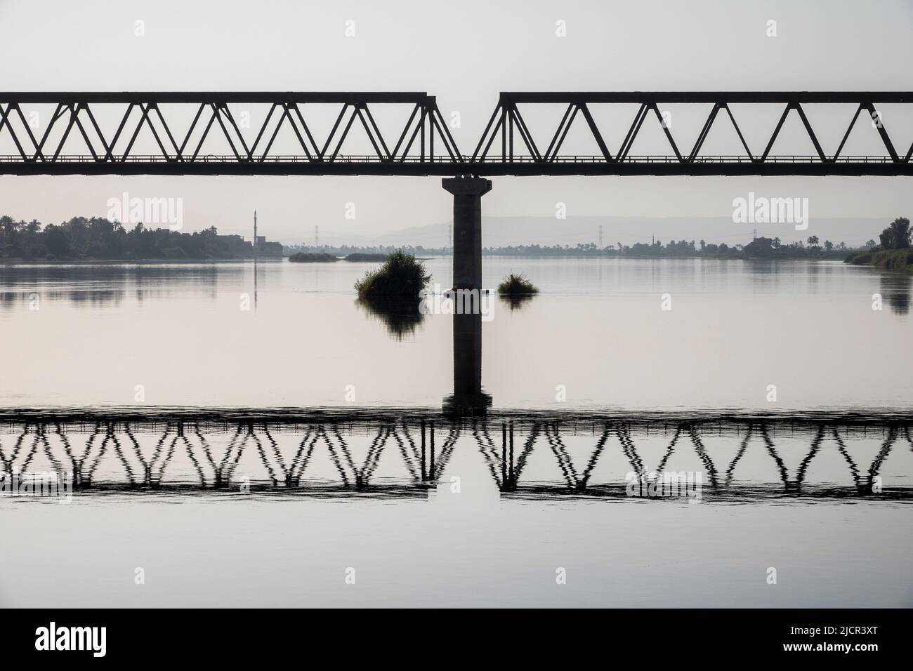 Bridge over the River Nile with reflections, Egypt Stock Photo - Alamy