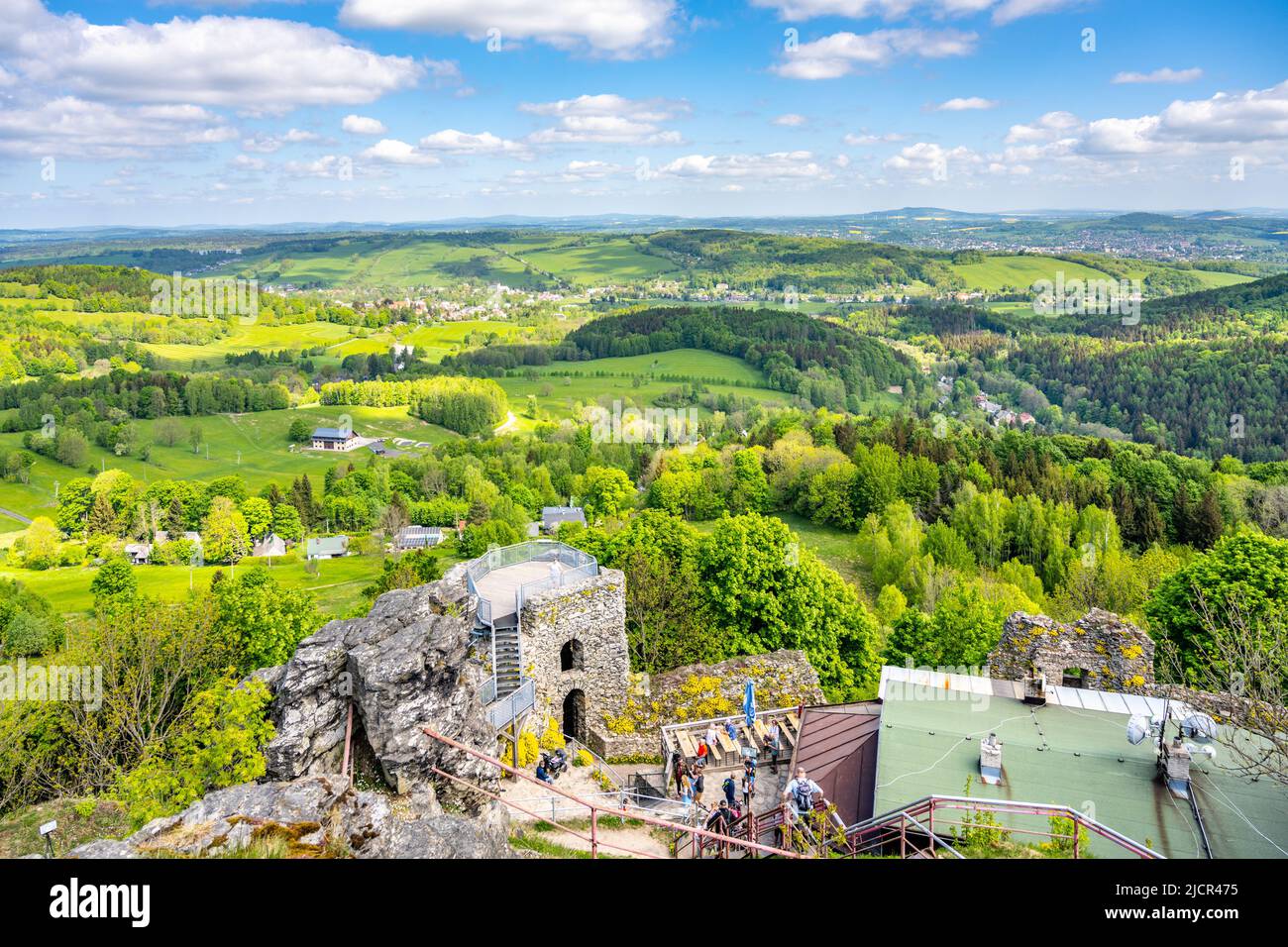 Aerial view from Tolstejn Castle Ruins Stock Photo - Alamy