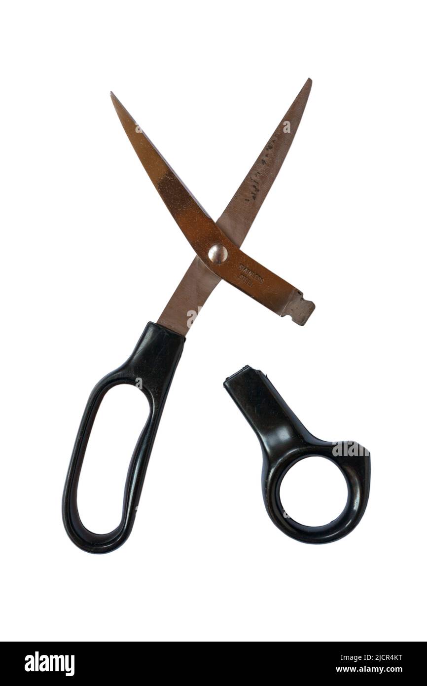 broken stainless steel scissors isolated on white background Stock ...