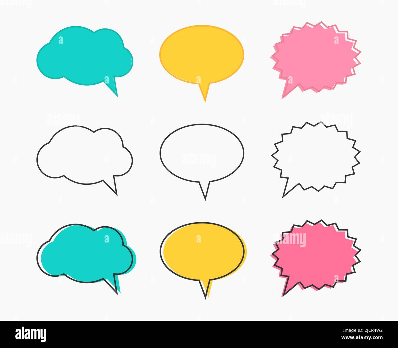 Speech bubbles shapes colorful and outline collection. Vector ...
