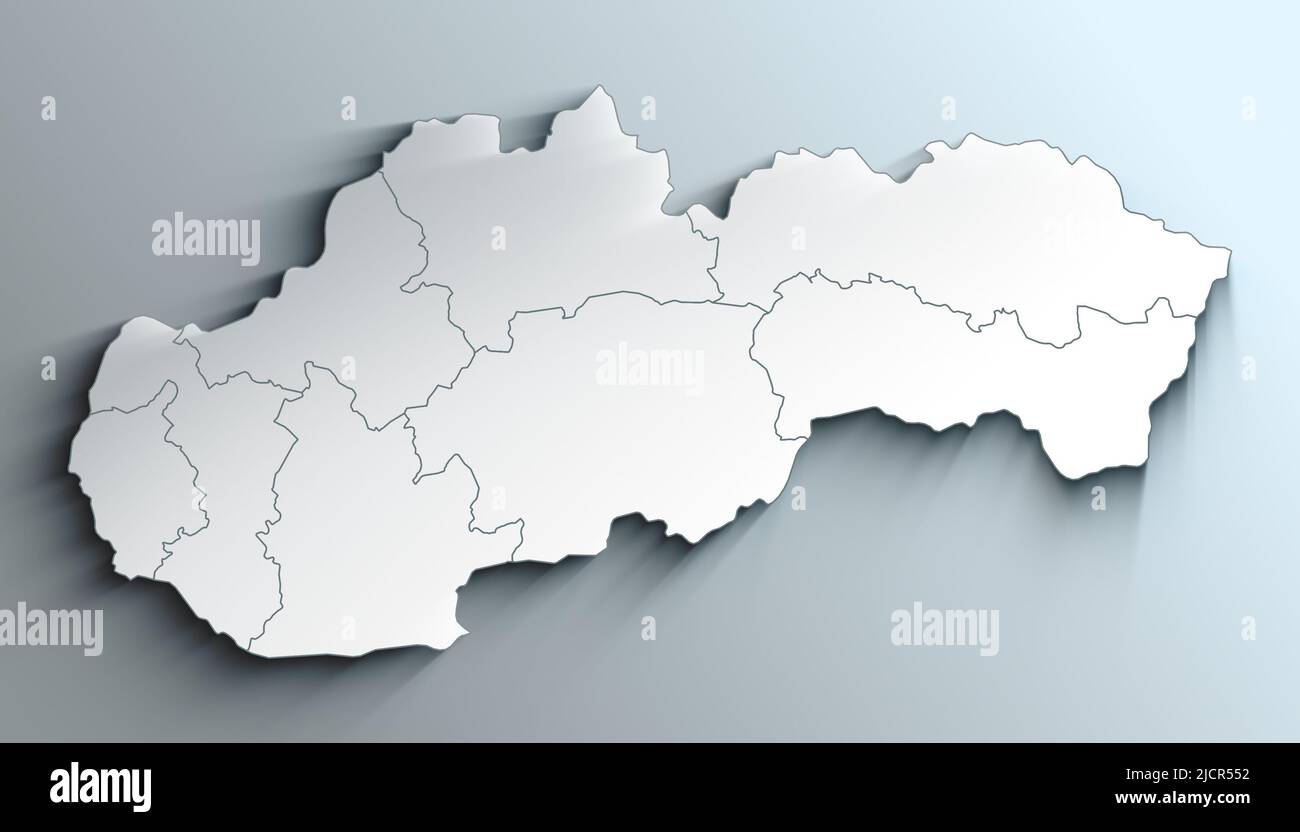 Geographical Map of Slovakia with Regions with Regions with Shadows ...