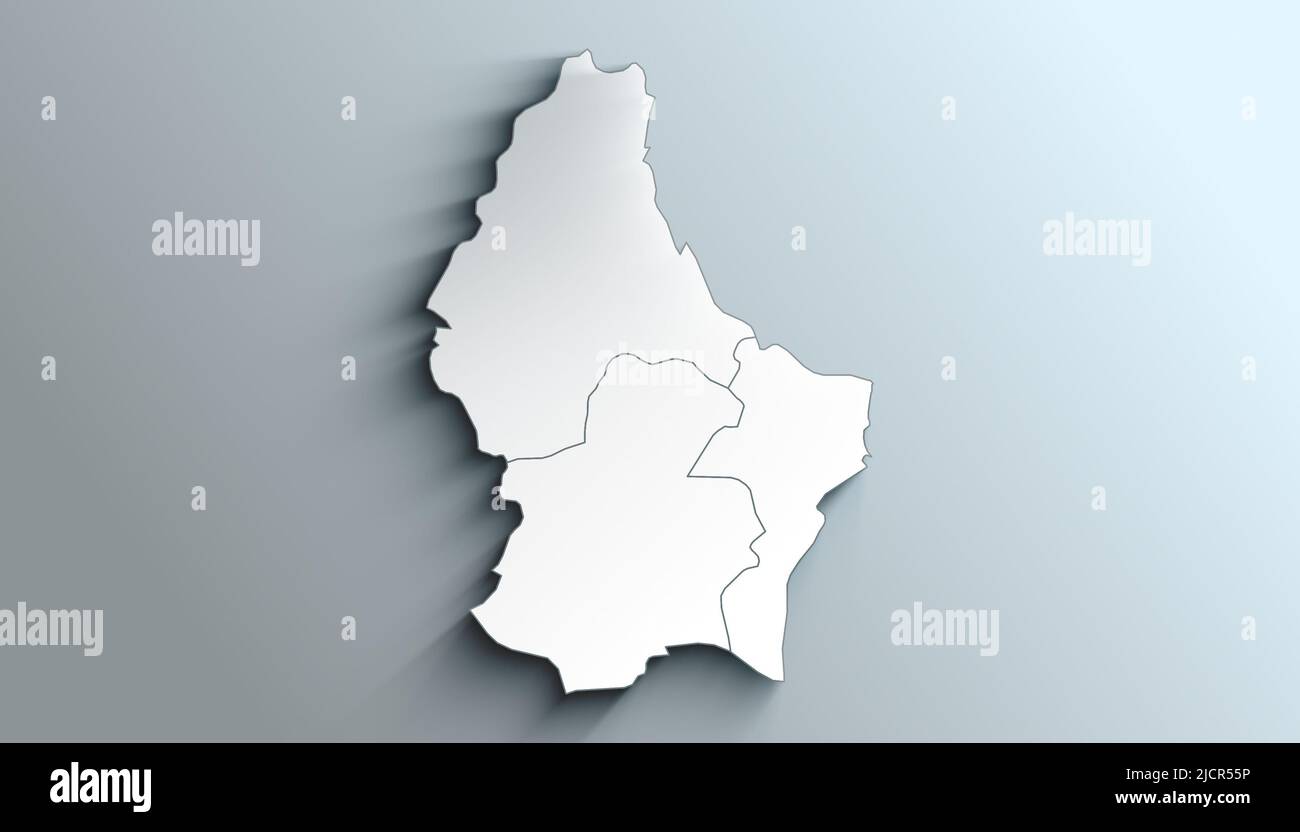Geographical Map of Luxembourg with Districts with Regions with Shadows ...