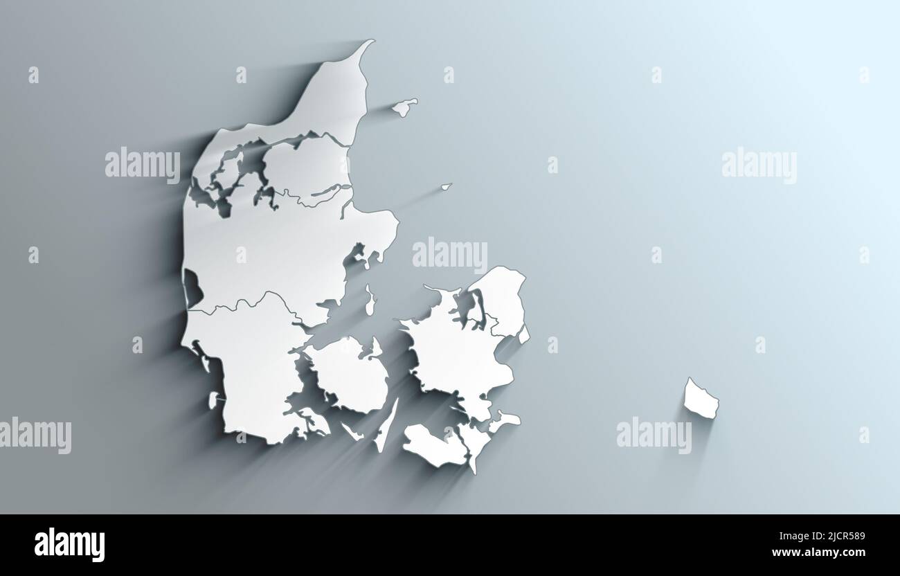 Geographical Map of Denmark with Regions with Regions with Shadows ...