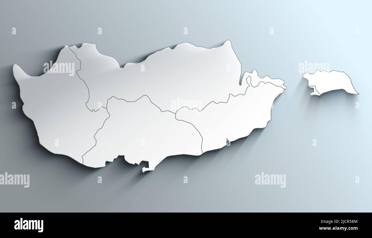 Geographical Map of Cyprus with Districts with Regions with Shadows ...