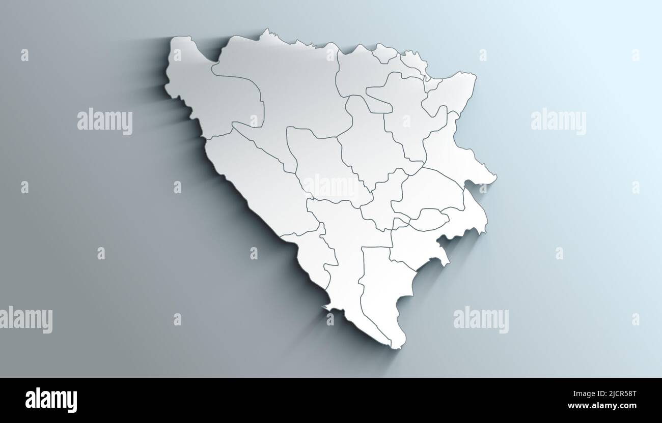 Geographical Map of Bosnia and Herzegovina with Cantons with Regions ...