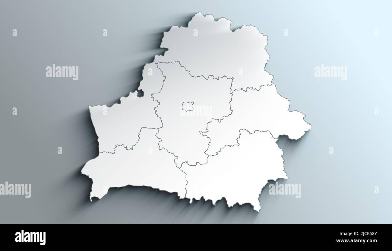 Geographical Map of Belarus with Regions with Regions with Shadows ...