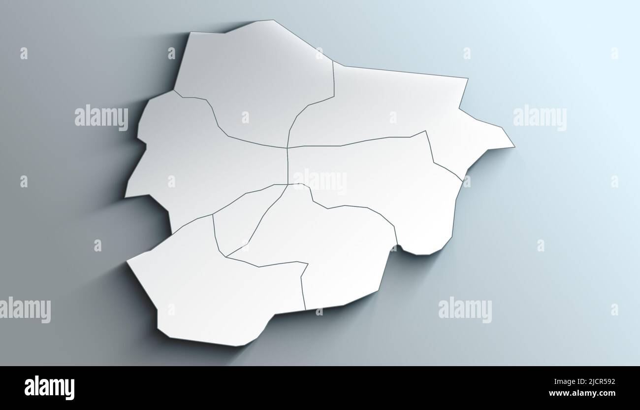 Geographical Map of Andorra with Parishes with Regions with Shadows ...