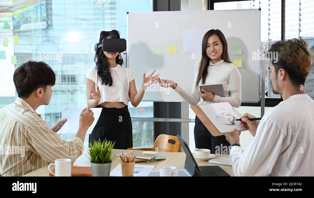 Creative business team is brainstorming for augmented reality ...