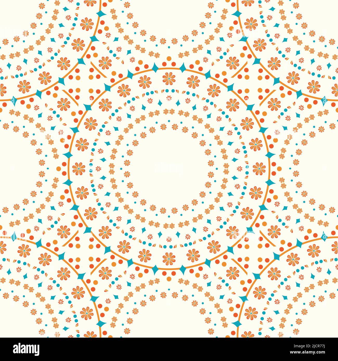 Seamless vector pattern with flower circles on white background. Simple ...