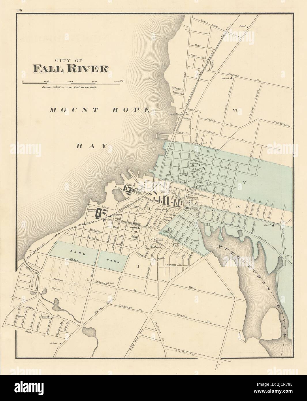 City of Fall River, Massachusetts. Town plan. WALLING & GRAY 1871 old ...