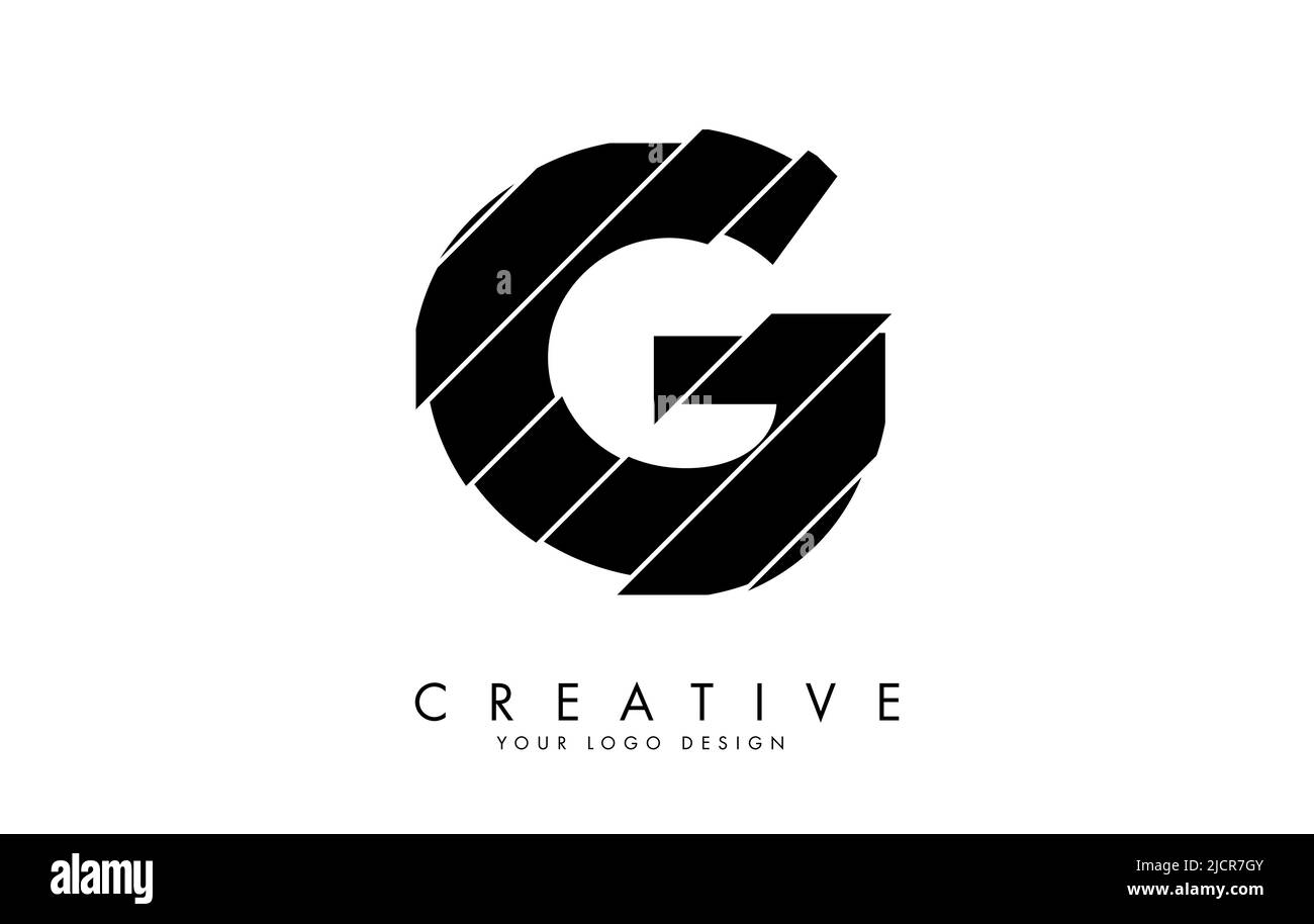 Black Letter G with abstract sliced effect logo design. Abstract vector ...