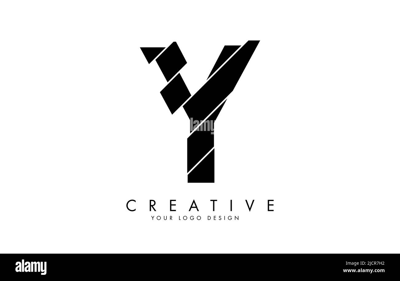 Black Letter Y with abstract sliced effect logo design. Abstract vector ...