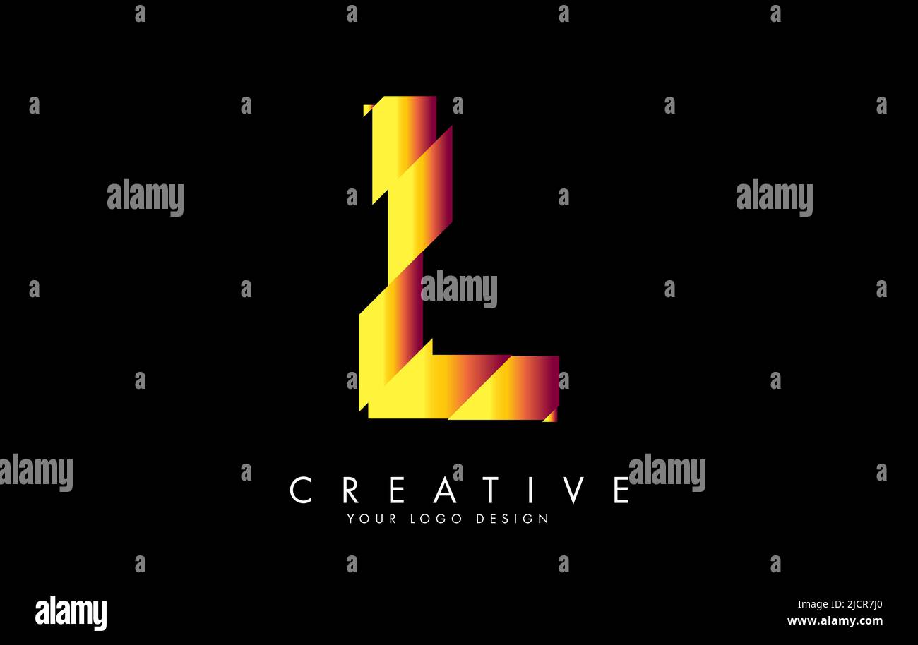 Vibrant orange letter L with abstract sliced effect logo design ...