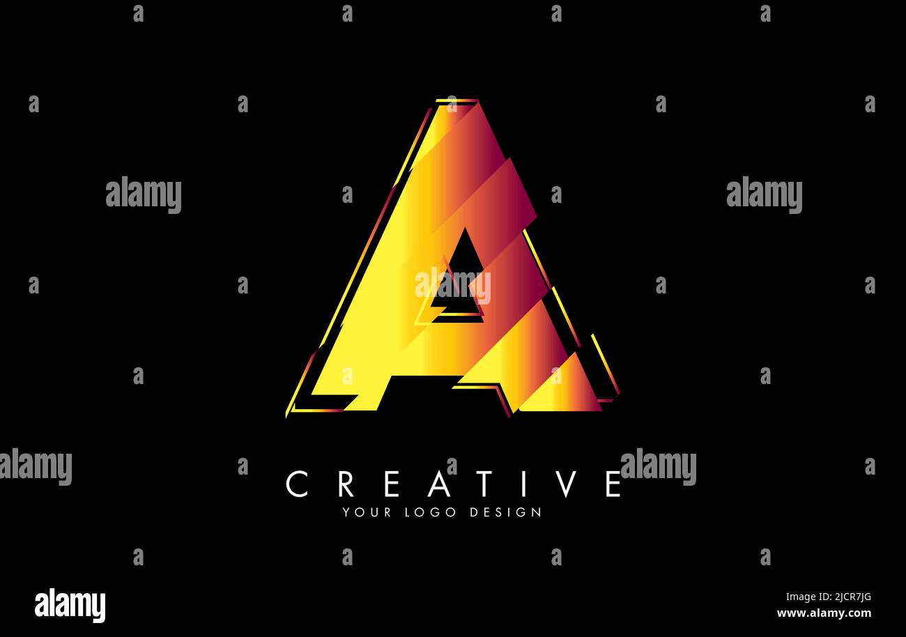 Vibrant orange letter A with abstract sliced effect logo design ...