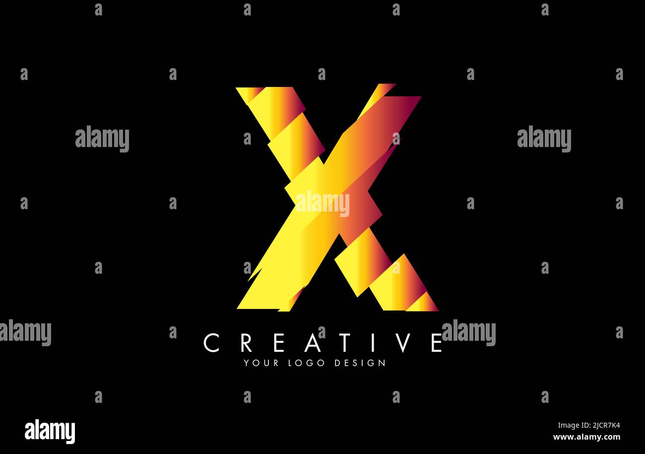 Vibrant orange letter X with abstract sliced effect logo design ...