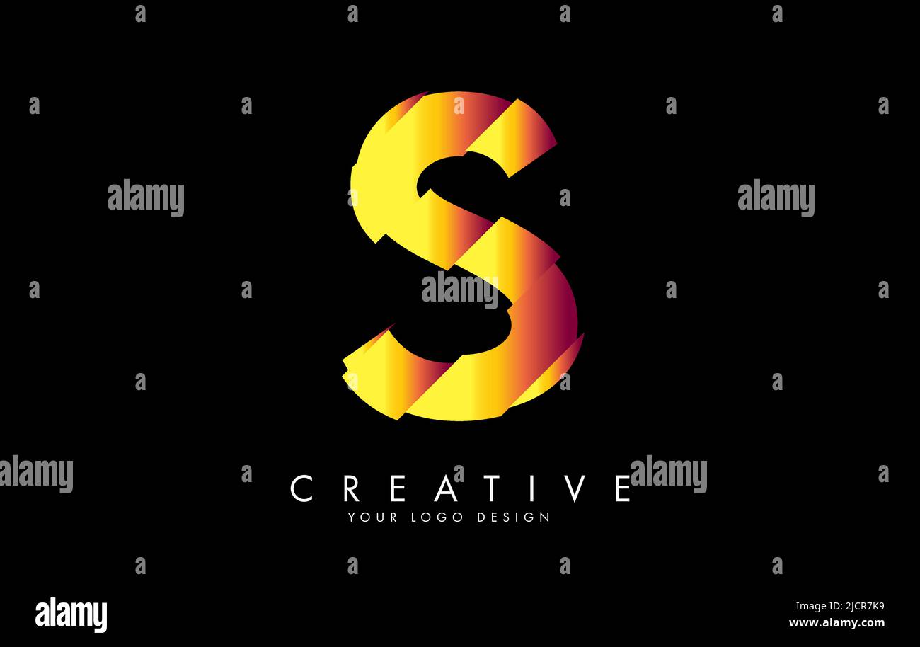 Vibrant orange letter S with abstract sliced effect logo design ...