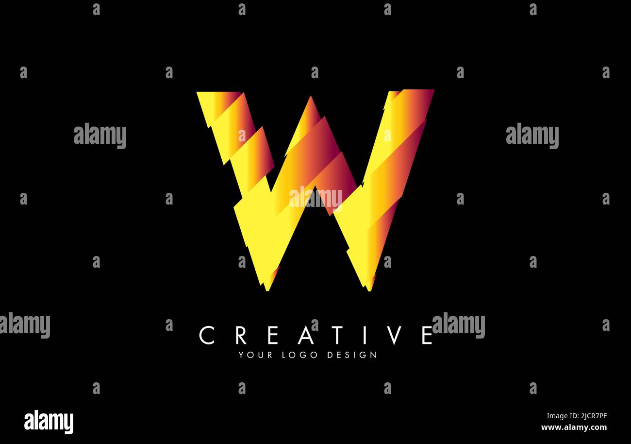 Vibrant orange letter W with abstract sliced effect logo design ...