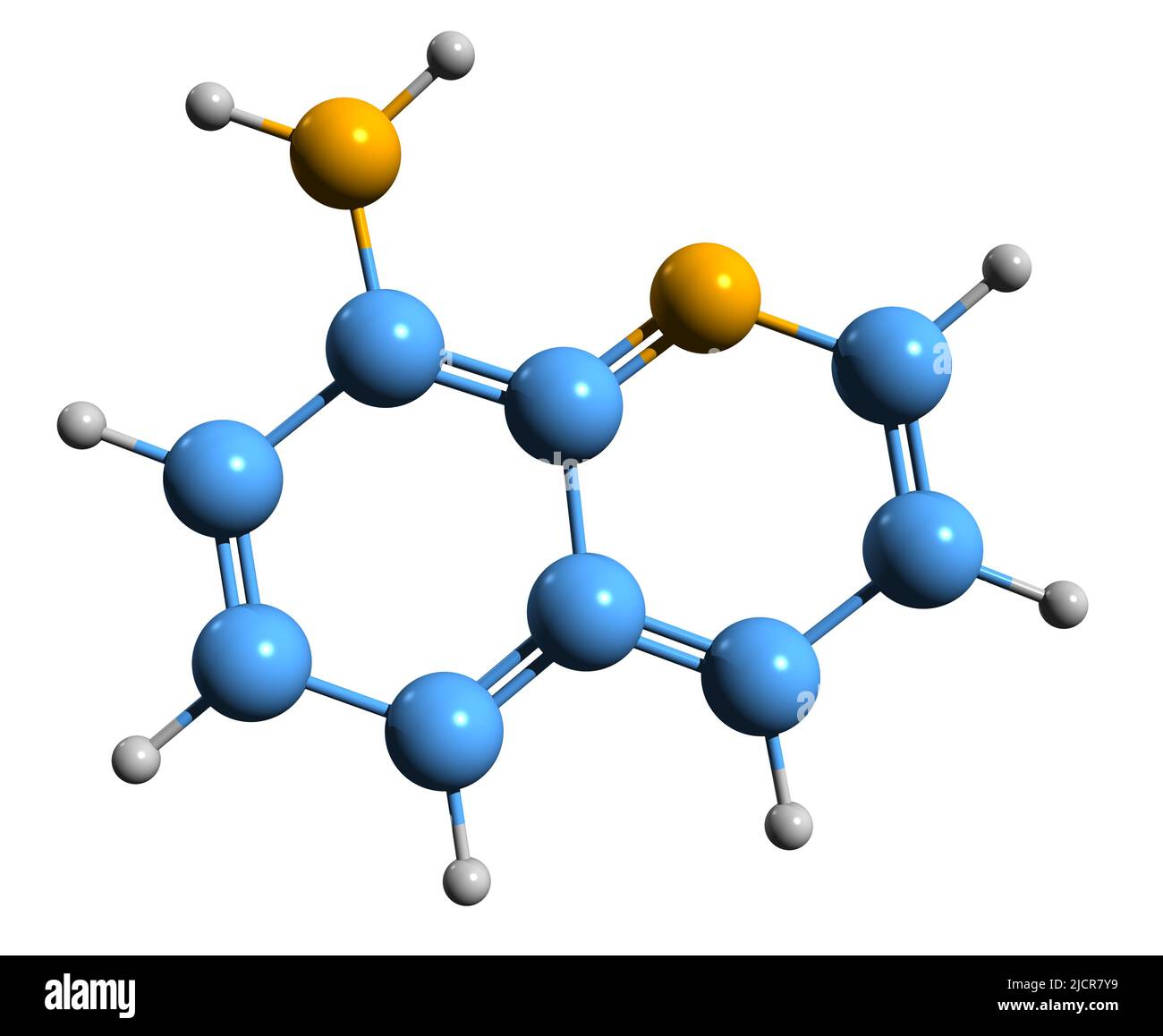 3D image of 8-Aminoquinoline skeletal formula - molecular chemical ...