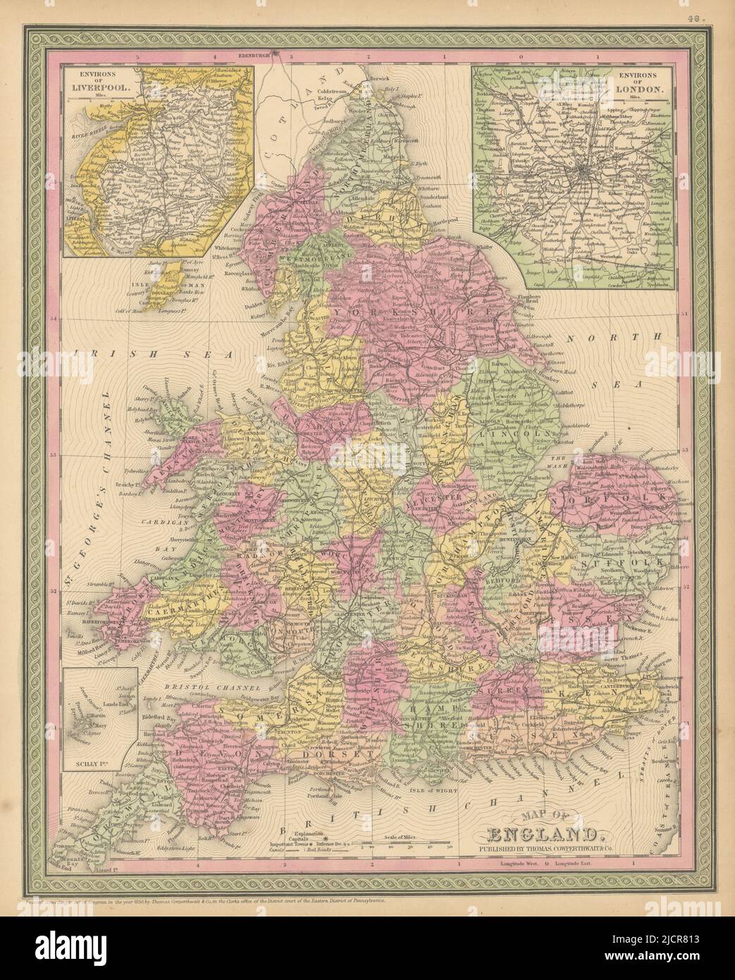 Map of England & Wales. Counties & Railroads. THOMAS, COWPERTHWAIT 1852 ...