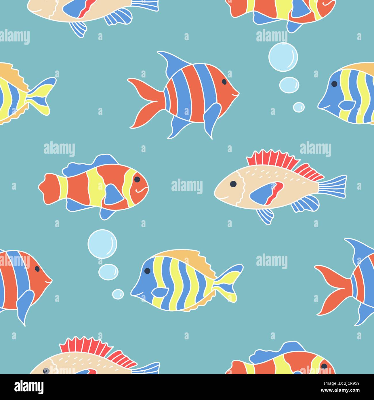 Marine underwater seamless pattern with fish and algae vector Stock ...