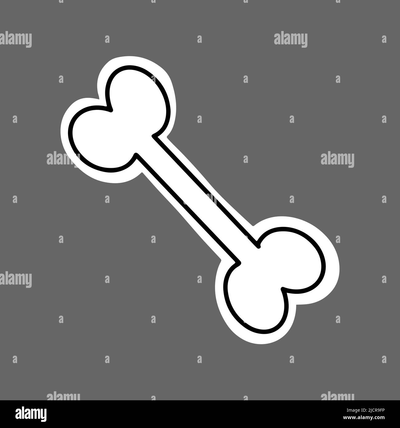 Vector Cute Halloween sticker. White bone drawn in cartoon style Stock ...