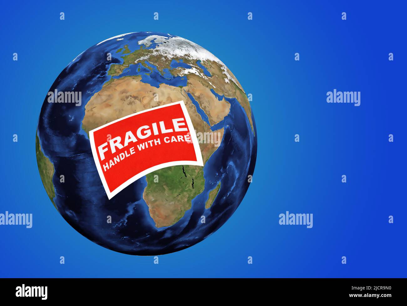 planet Earth with a fragile label over it, ecology concept Stock Photo ...
