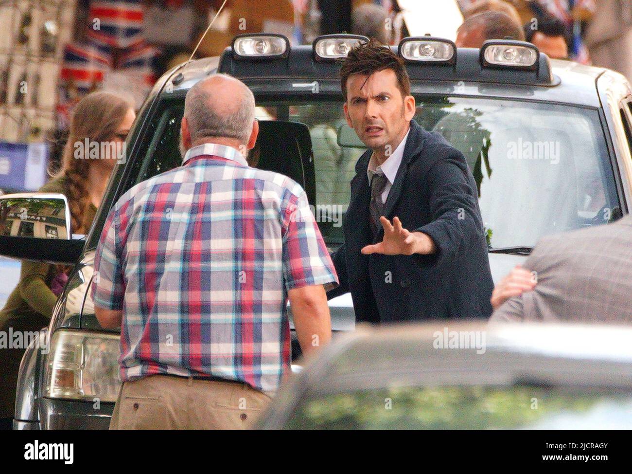 David Tennant (right) during filming of Doctor Who in Bristol. Picture ...