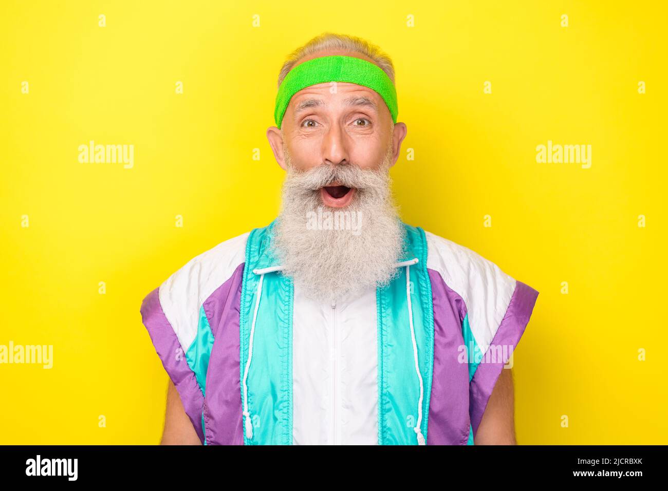 Photo of astonished excited aged man open mouth unbelievable unexpected ...