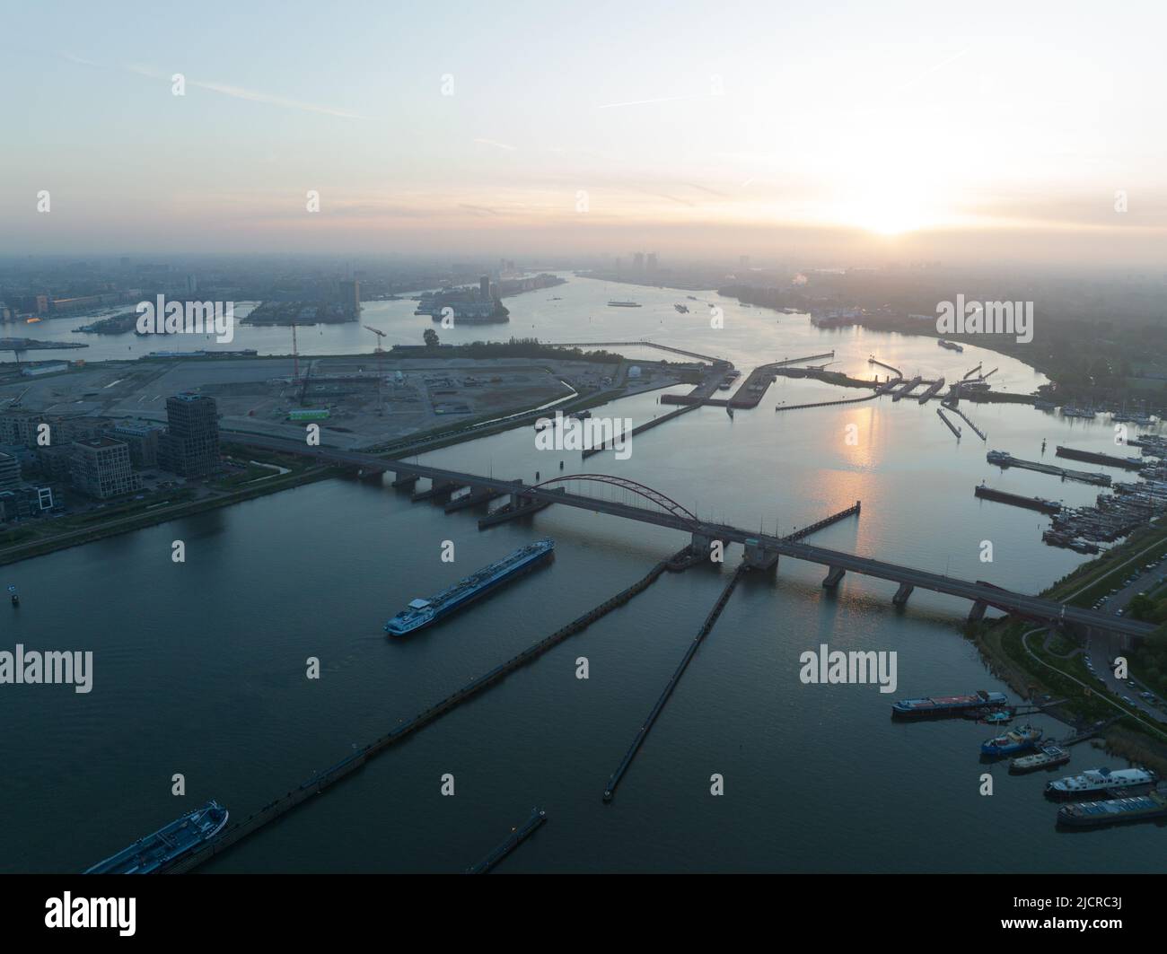 Amsterdam, 11th of may 2022, The Netherlands. Transportation ship going ...