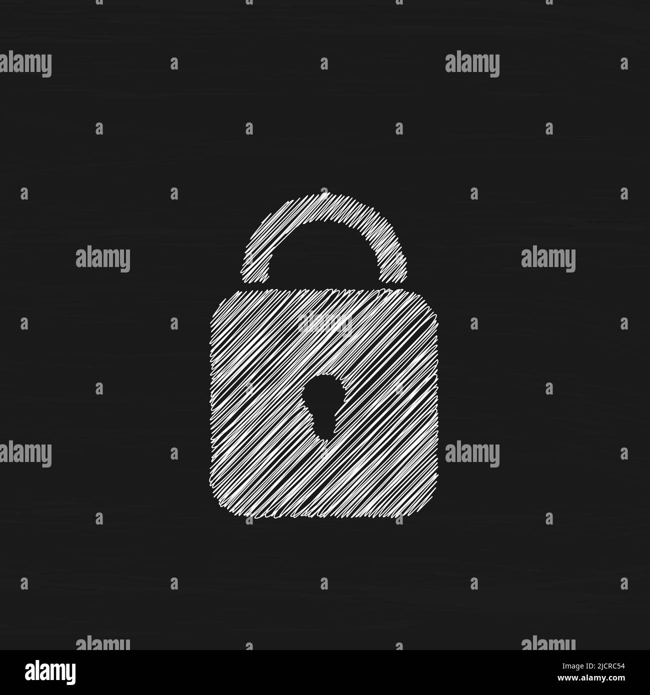 White lock sketch vector icon. Black background. Isolated. Flat design ...