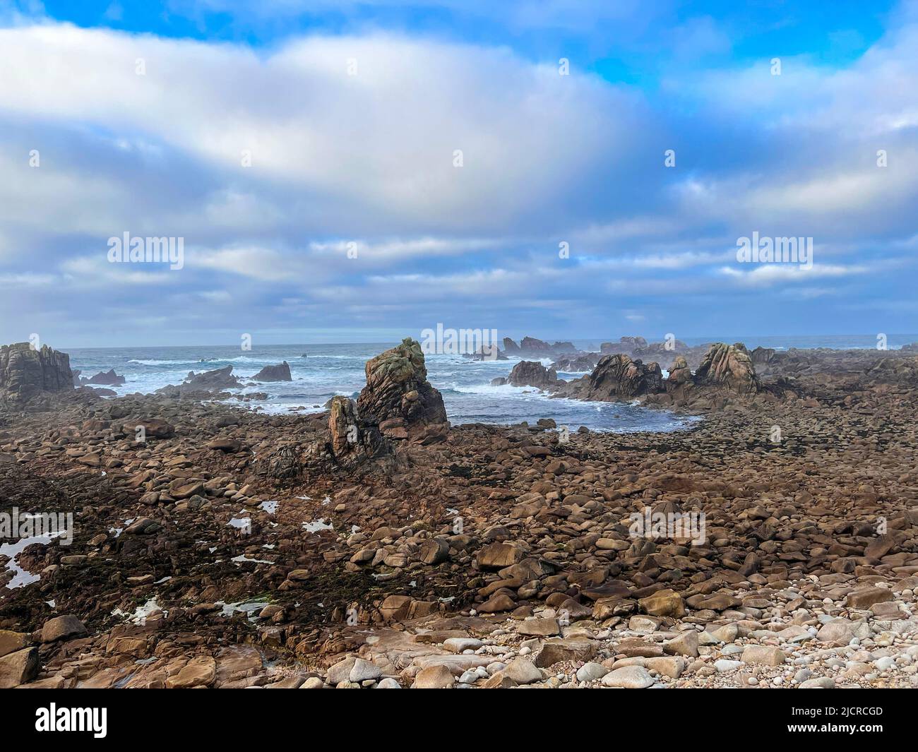 Ushan countryside scenery with sea and skyline on background, Brittany ...