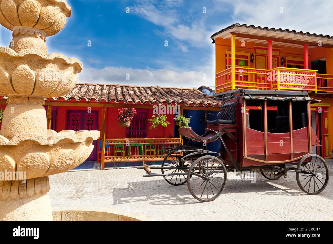 Colonial architecture - colored facades in Colombian country Stock ...