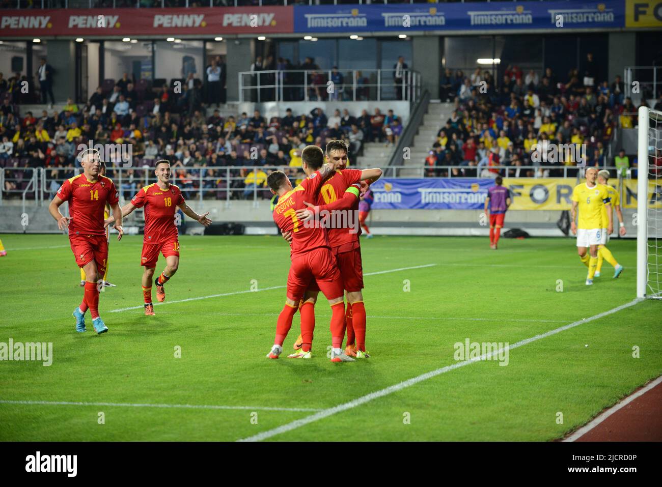 Montenegro players during UEFA Nations League game between Romania and ...