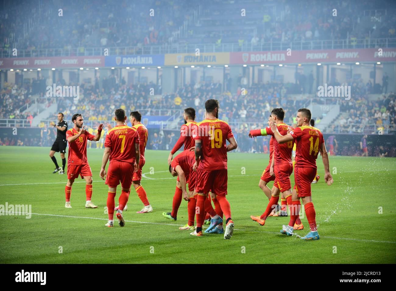 Montenegro players during UEFA Nations League game between Romania and ...