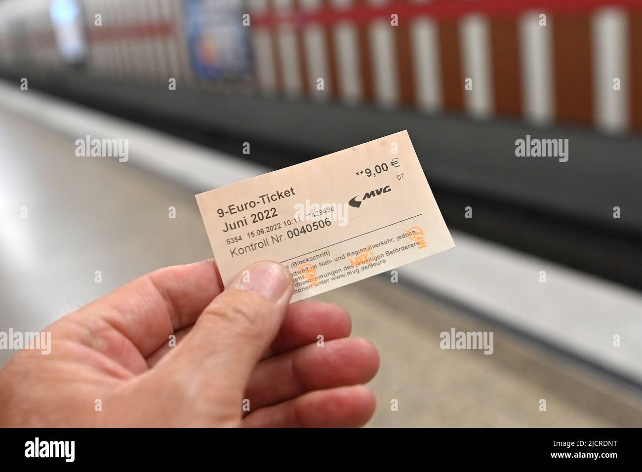 Munich, Deutschland. 15th June, 2022. Thematic image of the nine-euro ...