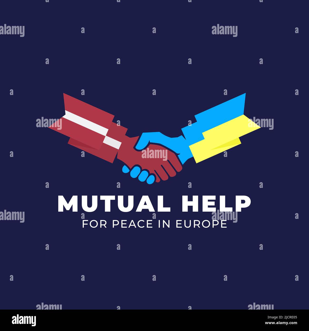 Ukrainian and Latvian friendship mutual help and partnership handshake ...