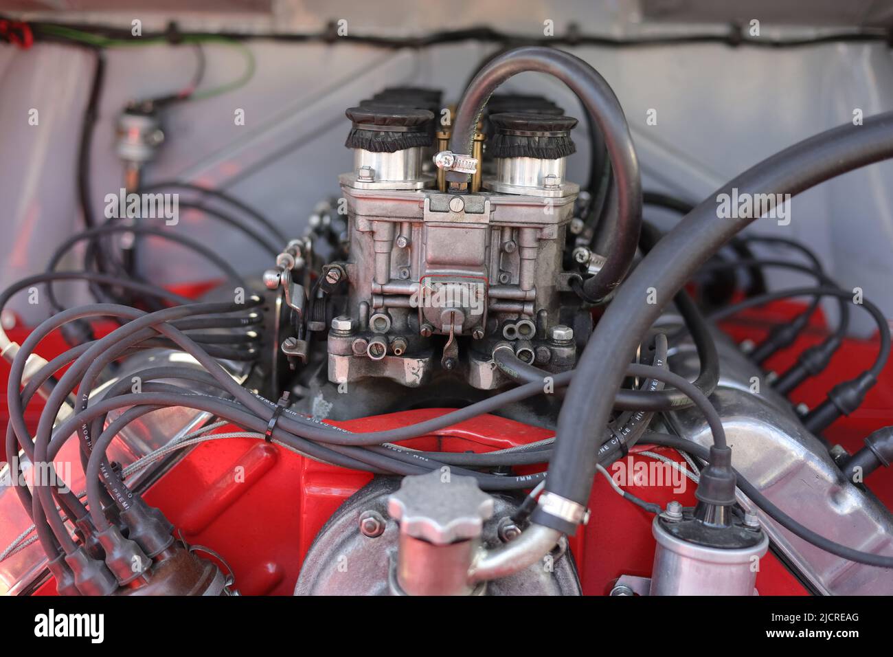 Car engine and motor - detail of old vintage classic car, auto ...