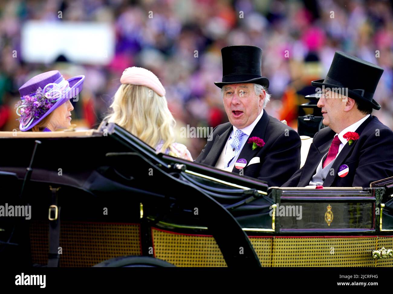 Mr David Bowes-Lyon and Mr. Peter V'Landys (right) arrive by carriage ...