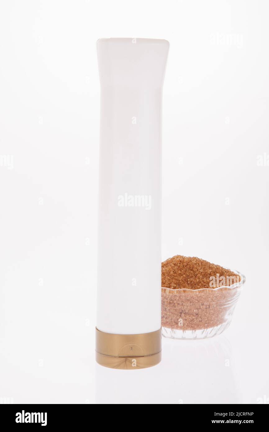 Multipurpose container; white plastic jar with golden lid - photo on ...