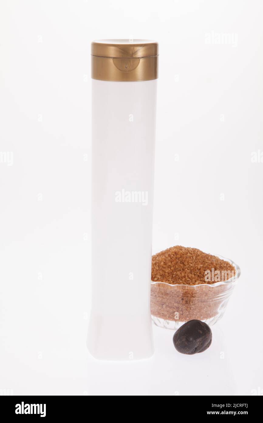 Multipurpose container; white plastic jar with golden lid - photo on ...