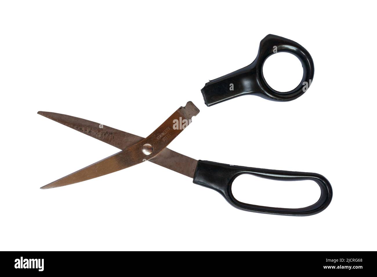 broken stainless steel scissors isolated on white background Stock ...