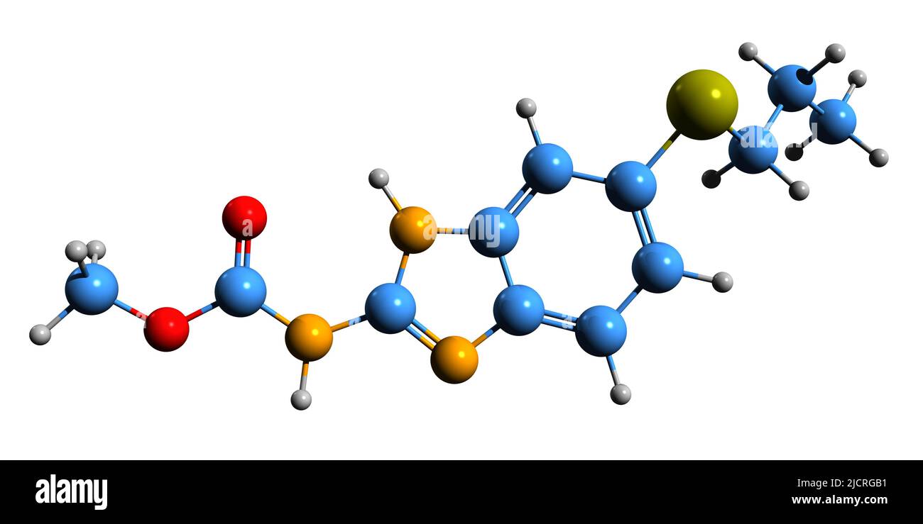 3D image of Albendazole skeletal formula - molecular chemical structure of albendazolum isolated ...