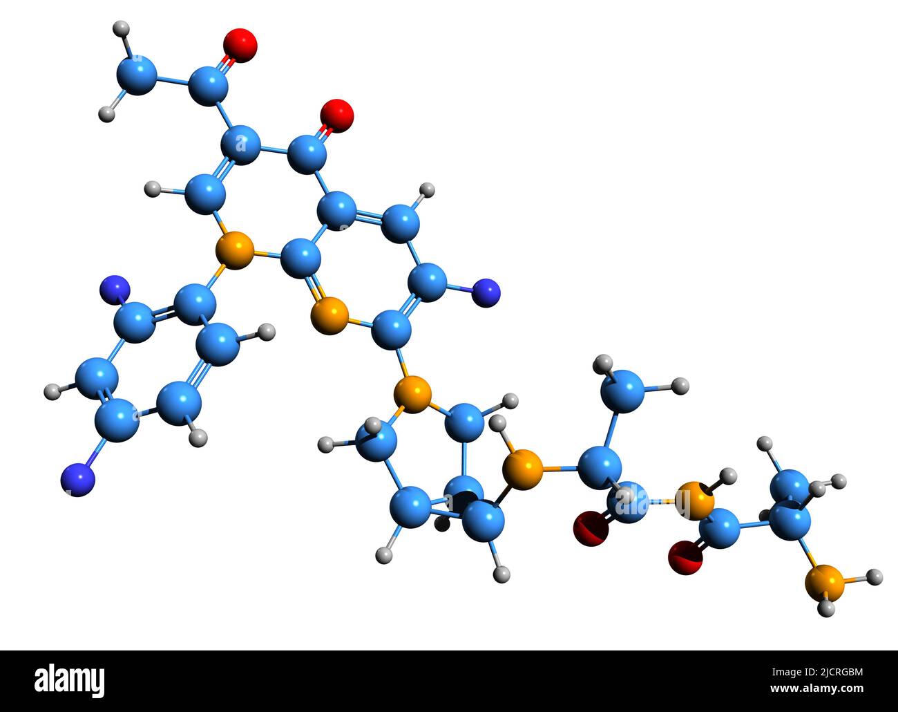 3D image of Alatrofloxacin skeletal formula - molecular chemical ...