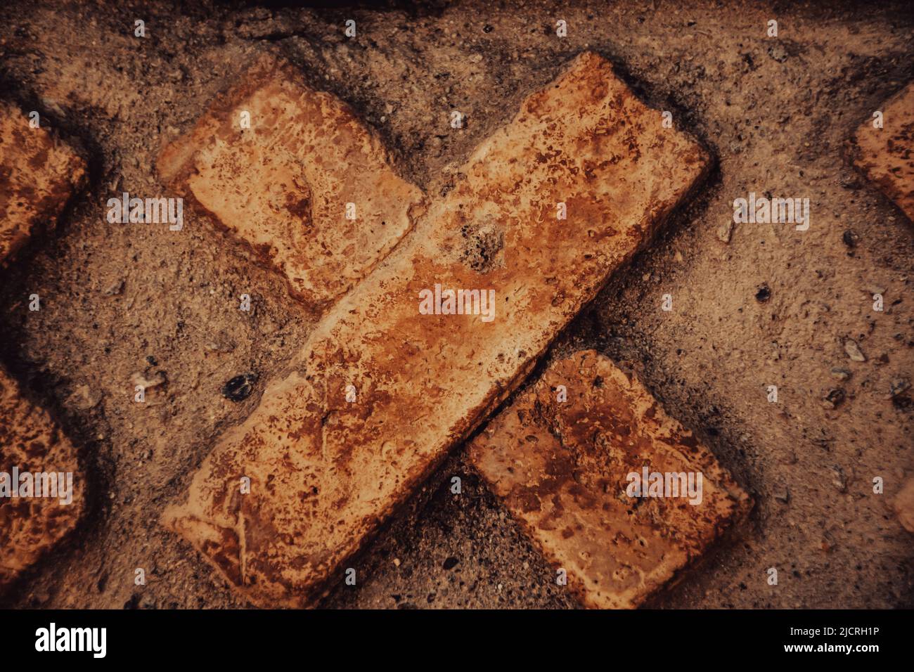 A brick cross built as part of a wall design in Marrakesh, Morroco ...